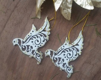 Doves of Friendship Pair of White Turtle Doves as a Hanging | Etsy UK