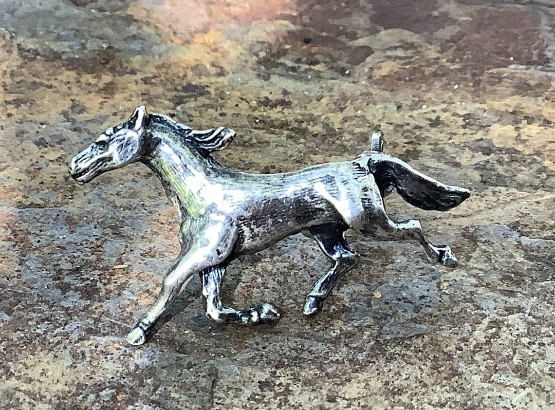 Broche vintage sud-ouest Petite broche de cheval de course En argent ...