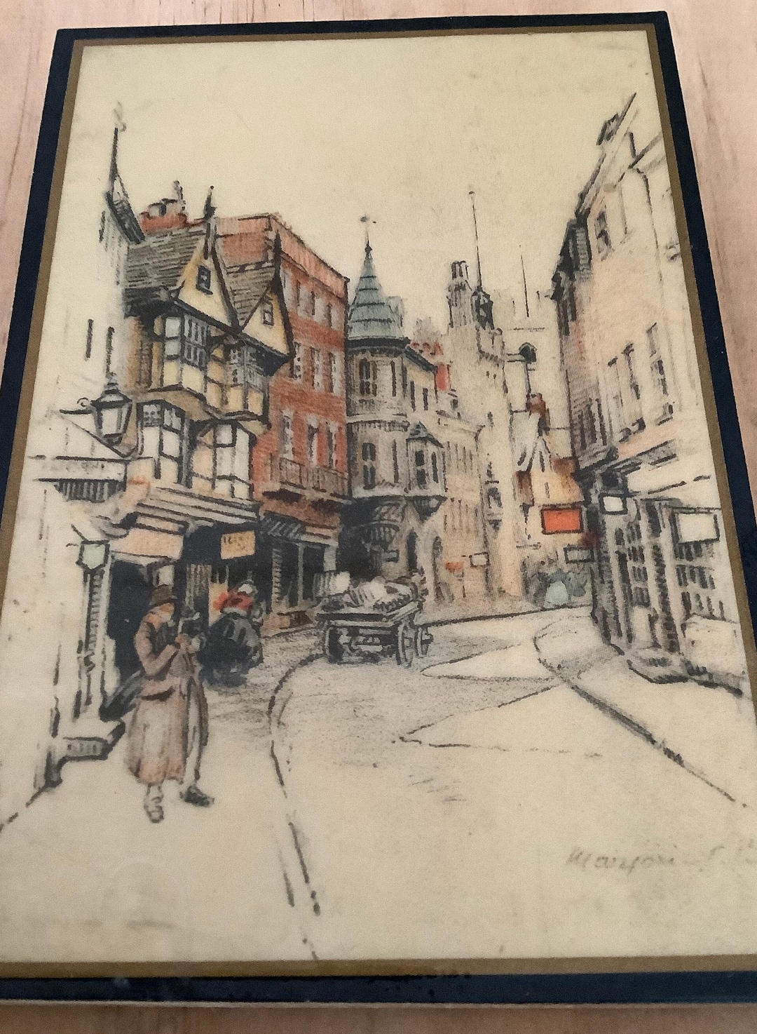 Sweet Little 1930s Vintage Print of a Victorian Street Scene. Collage ...