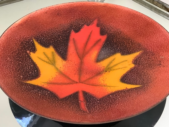 Vintage 1960s Jules Perrier Enameled Copper Maple Leaf Plate. - Etsy
