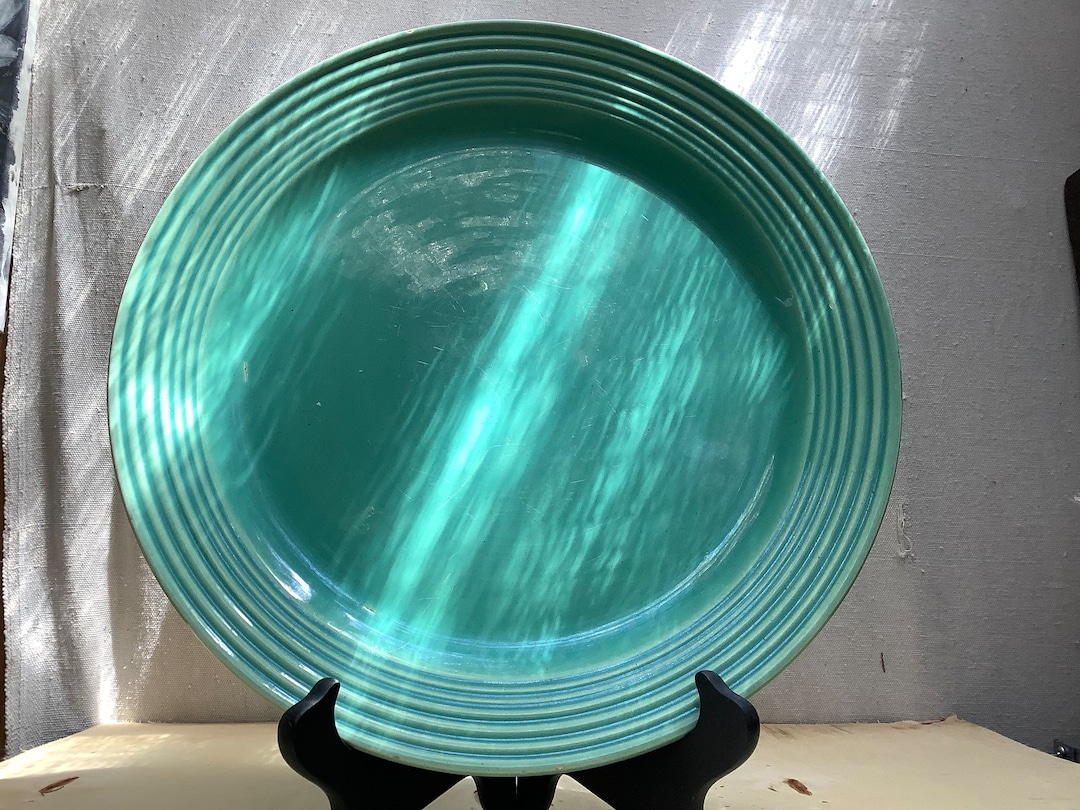 Vintage Bauer Pottery Plate, 12.5”. Large Green Chop or Serving Plate ...