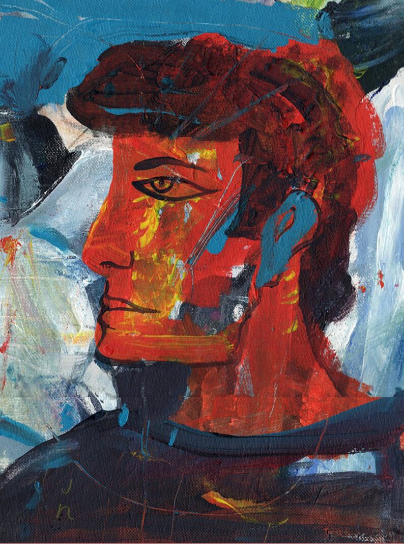 Abstract profile portrait Face It acrylic painting by John | Etsy