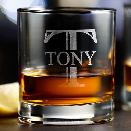 Custom Whiskey Glass Monogrammed Whiskey Glasses Rocks Etsy