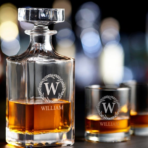 Whiskey Decanter Set Personalized Monogrammed Bourbon - Etsy
