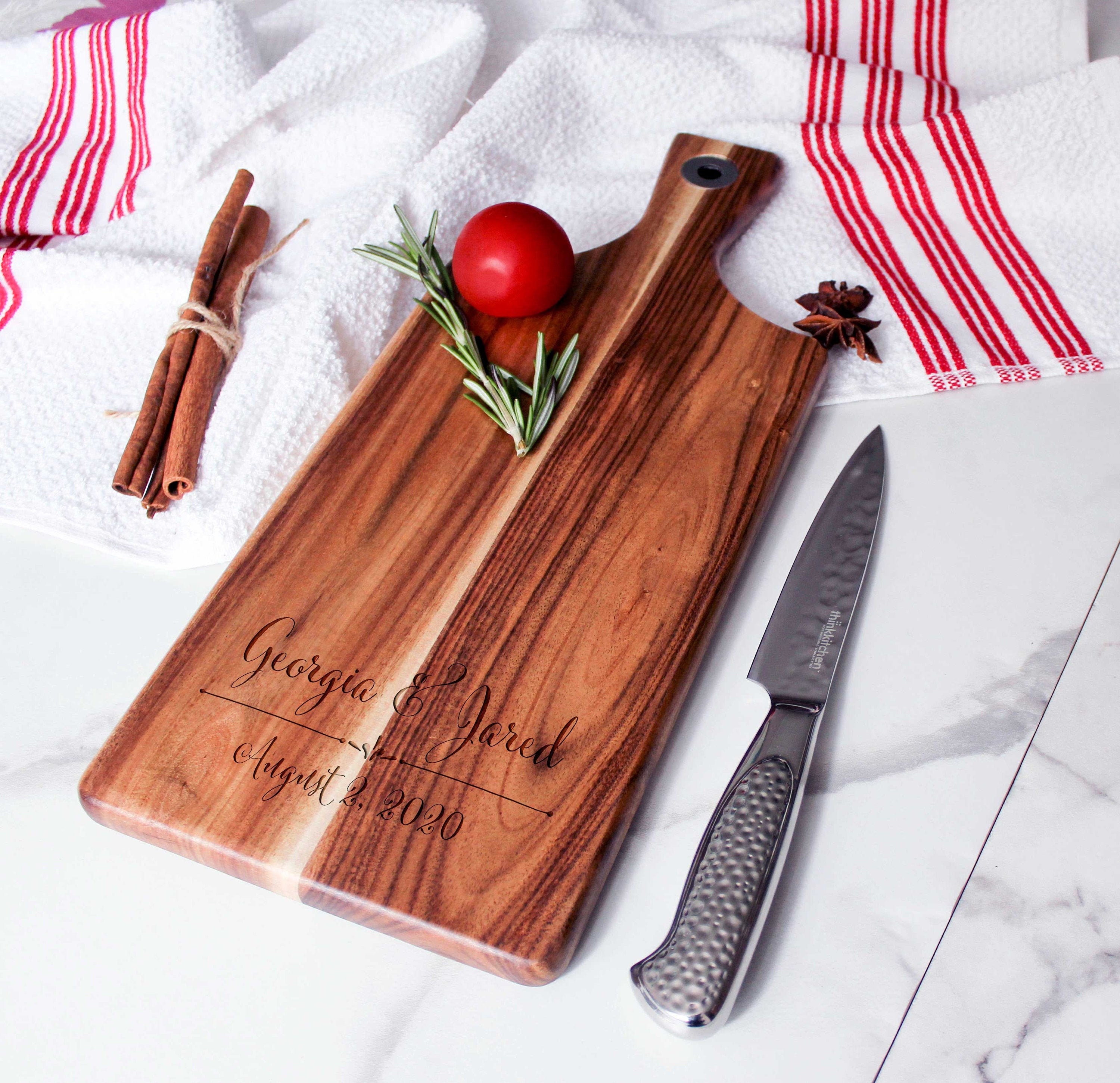 Personalized bread Board, customized cheese board, Acacia paddle board ...