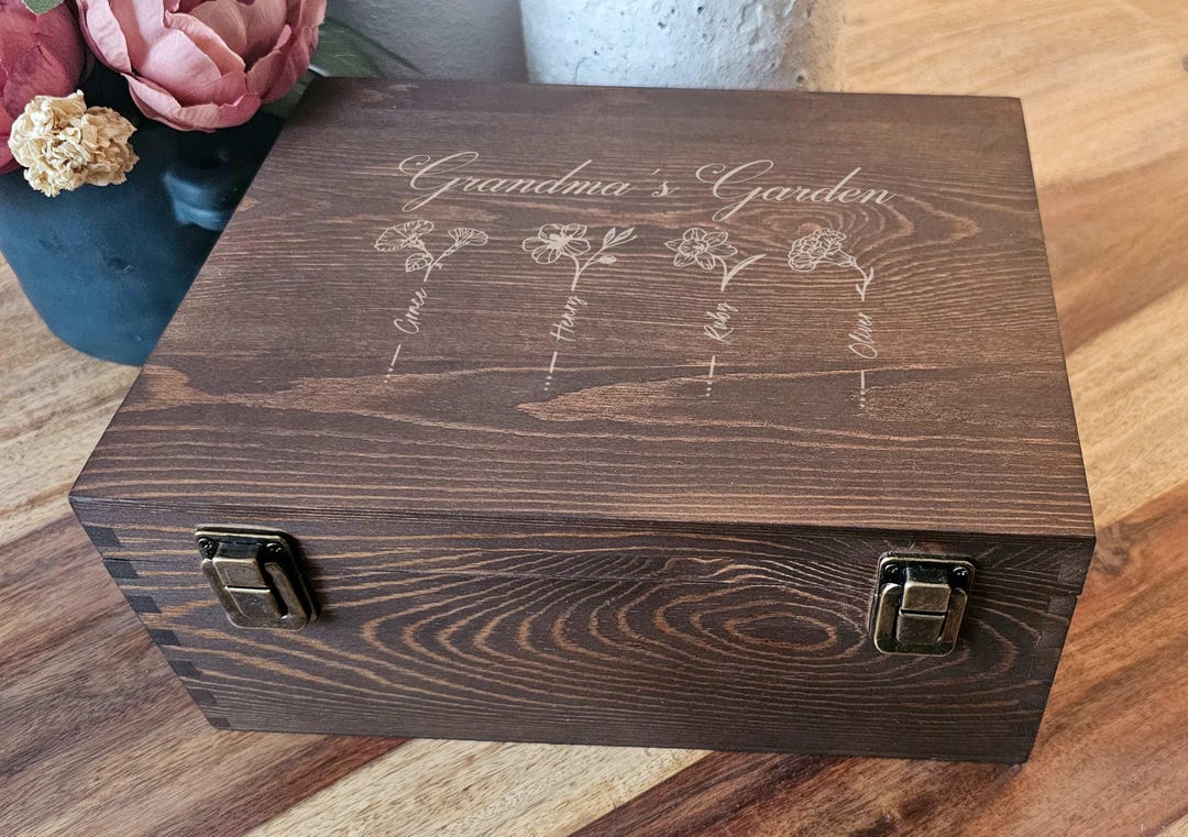 Personalized Wooden Gift Box, Engraved Grandma Trinket Box, Customized ...