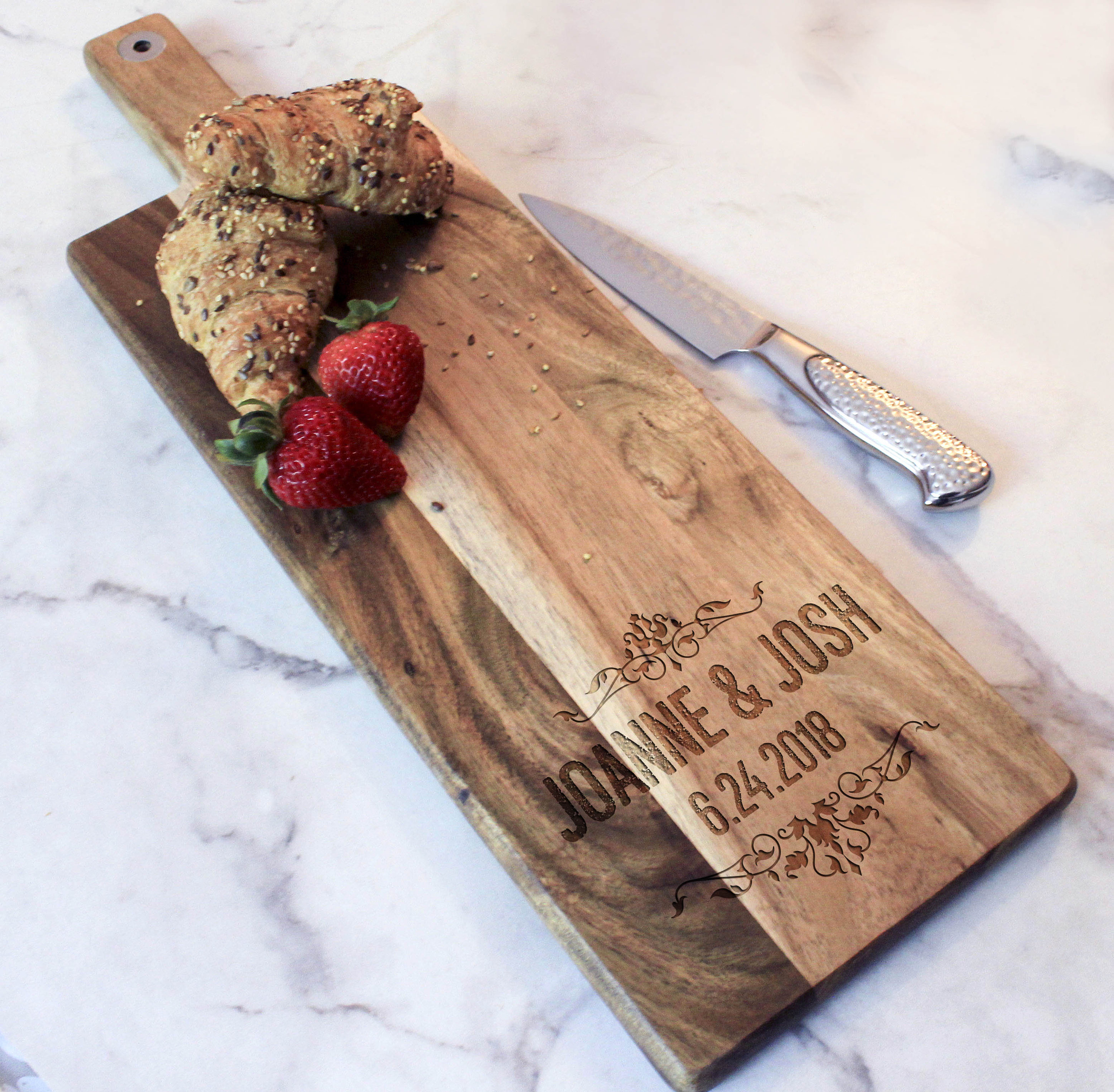 Personalized bread Board, customized cheese board, Acacia paddle board ...