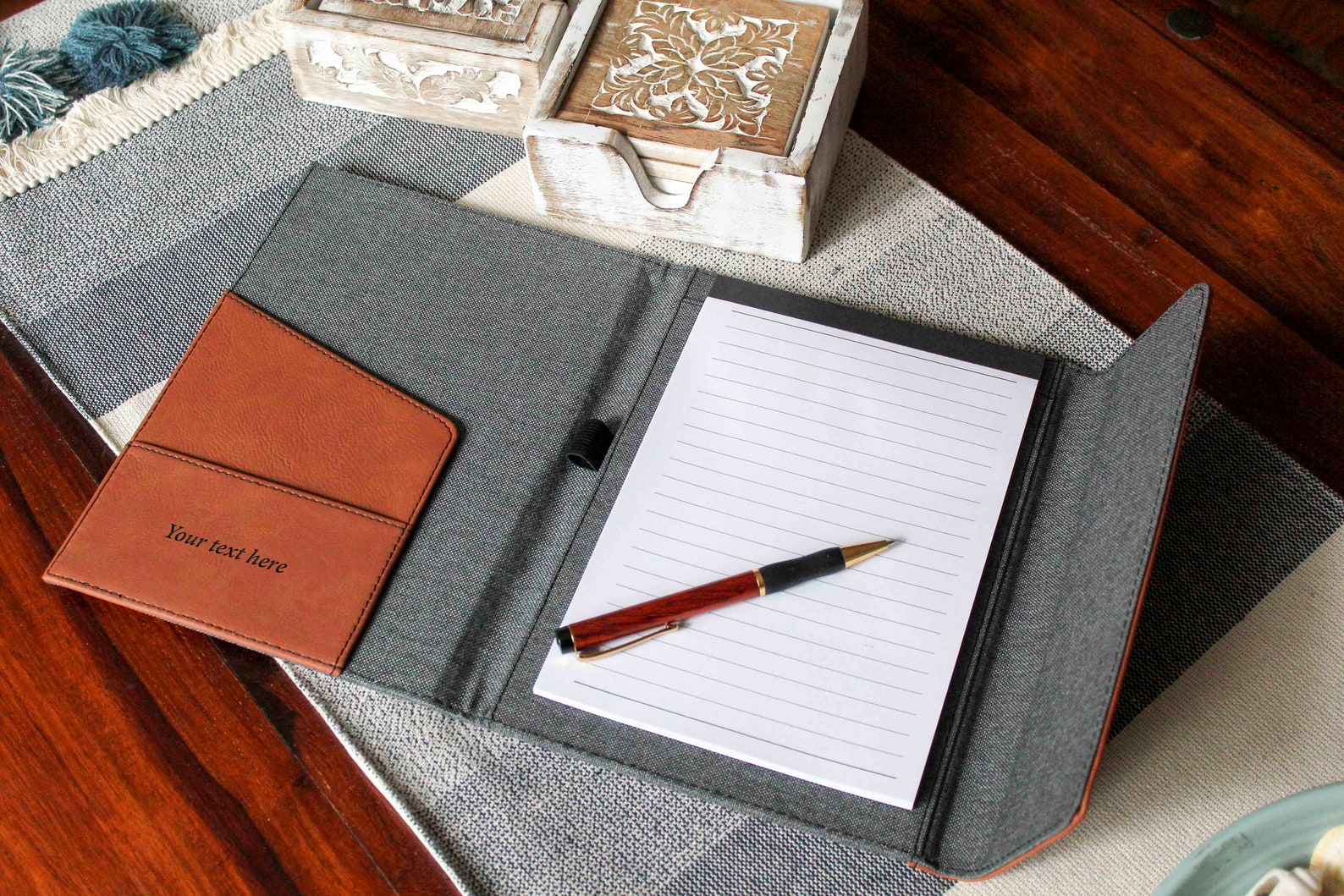 Personalized Leatherette Canvas Portfolios Personalized | Etsy