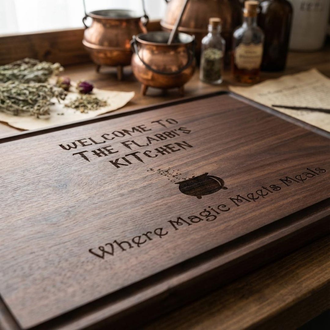 Personalized Wizard Wooden Cutting Board, Custom Cauldron Engraved ...