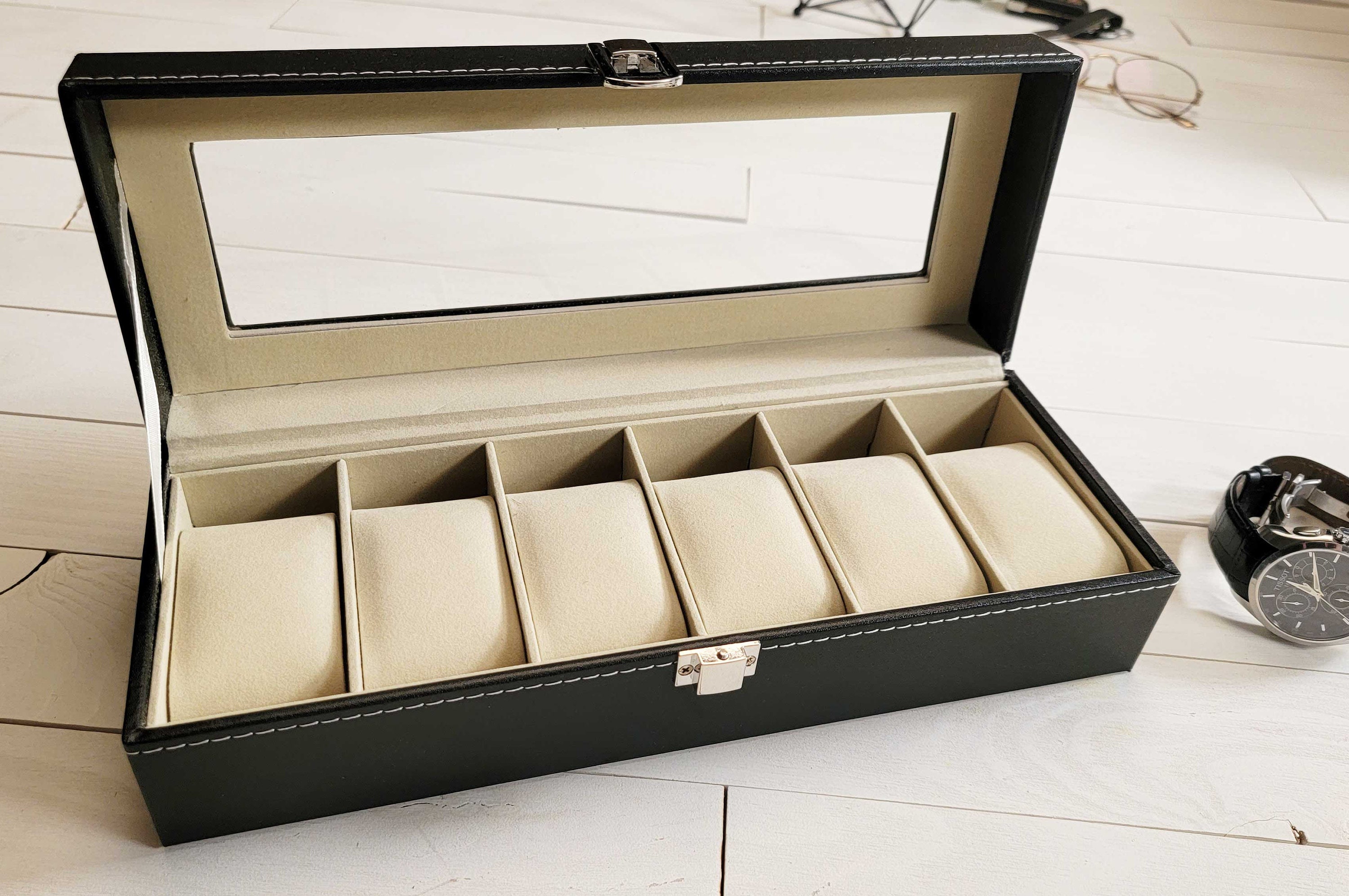 Personalized Watch Box, Custom Watch Storage Case, 6 Watches ...