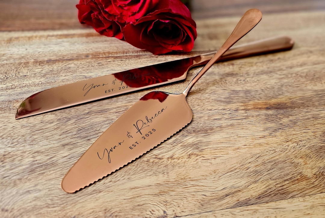 Personalized Wedding Cake Knife and Server Set: Laser Engraved With ...