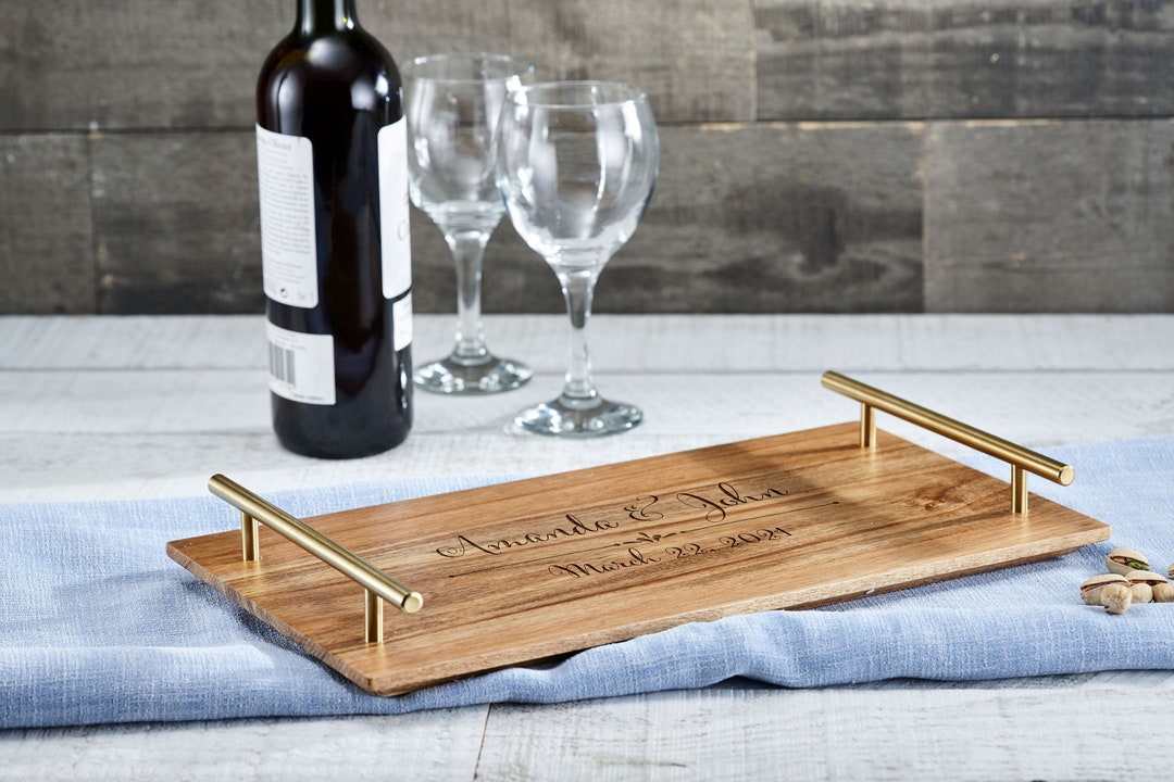 Personalized Serving Tray, Custom Serving Tray, Wedding Gifts, Acacia ...