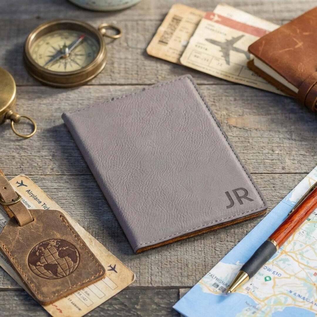 Personalized Monogrammed Vegan Leather Passport Holder, Custom Engraved ...