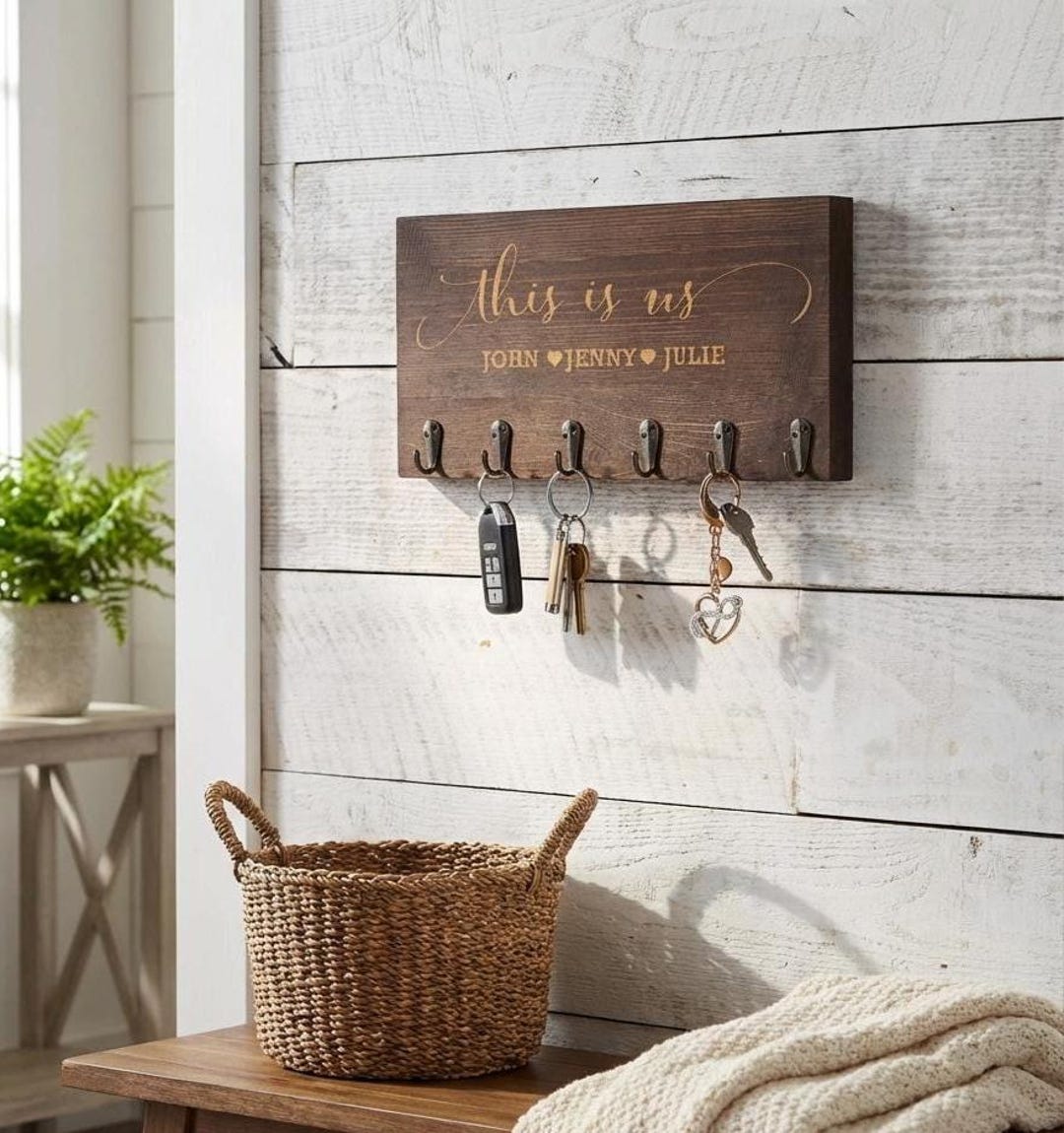 Personalized Key Hanger, Custom Key Hook, Engraved Key Holder for Wall ...