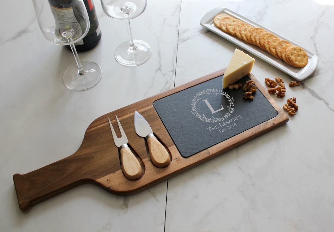 Personalized Cheese Board Set, Custom Cheese Board With Utensils, Slate ...