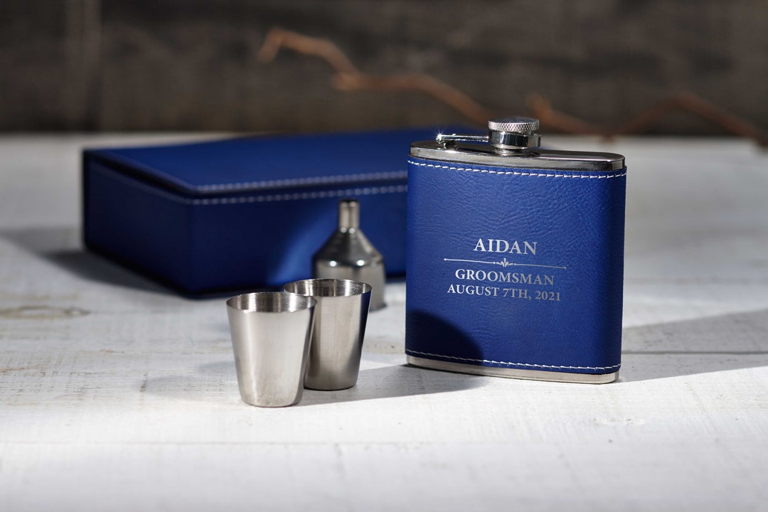 Personalized Flask, Personalized Flask Set With Shot Glasses , Wooden ...