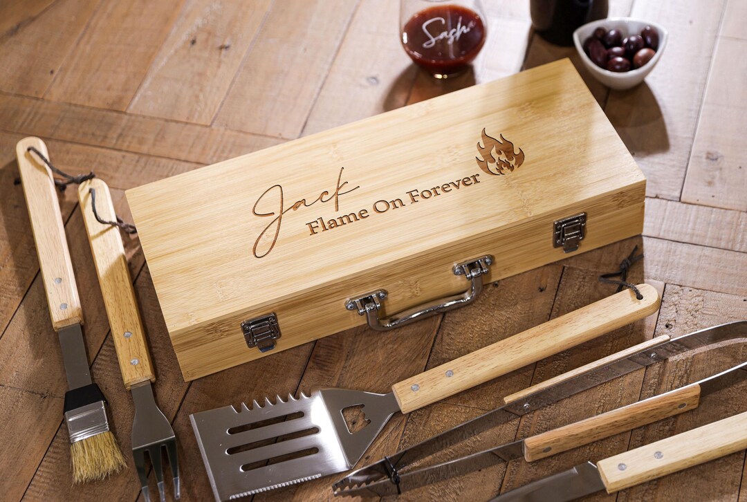Personalized BBQ Set, Engraved Grill Accessories, Customized BBQ ...