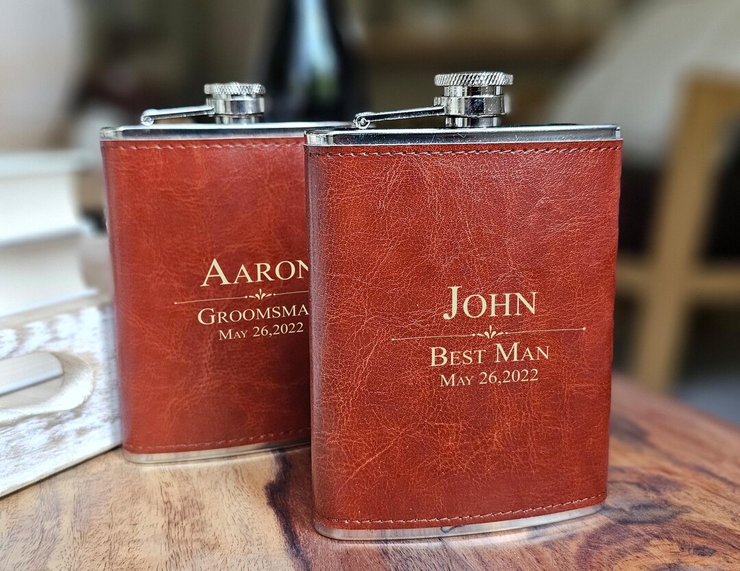 Personalized Flask 8 Oz Custom Engraved Leatherette Flask Unique Gift ...