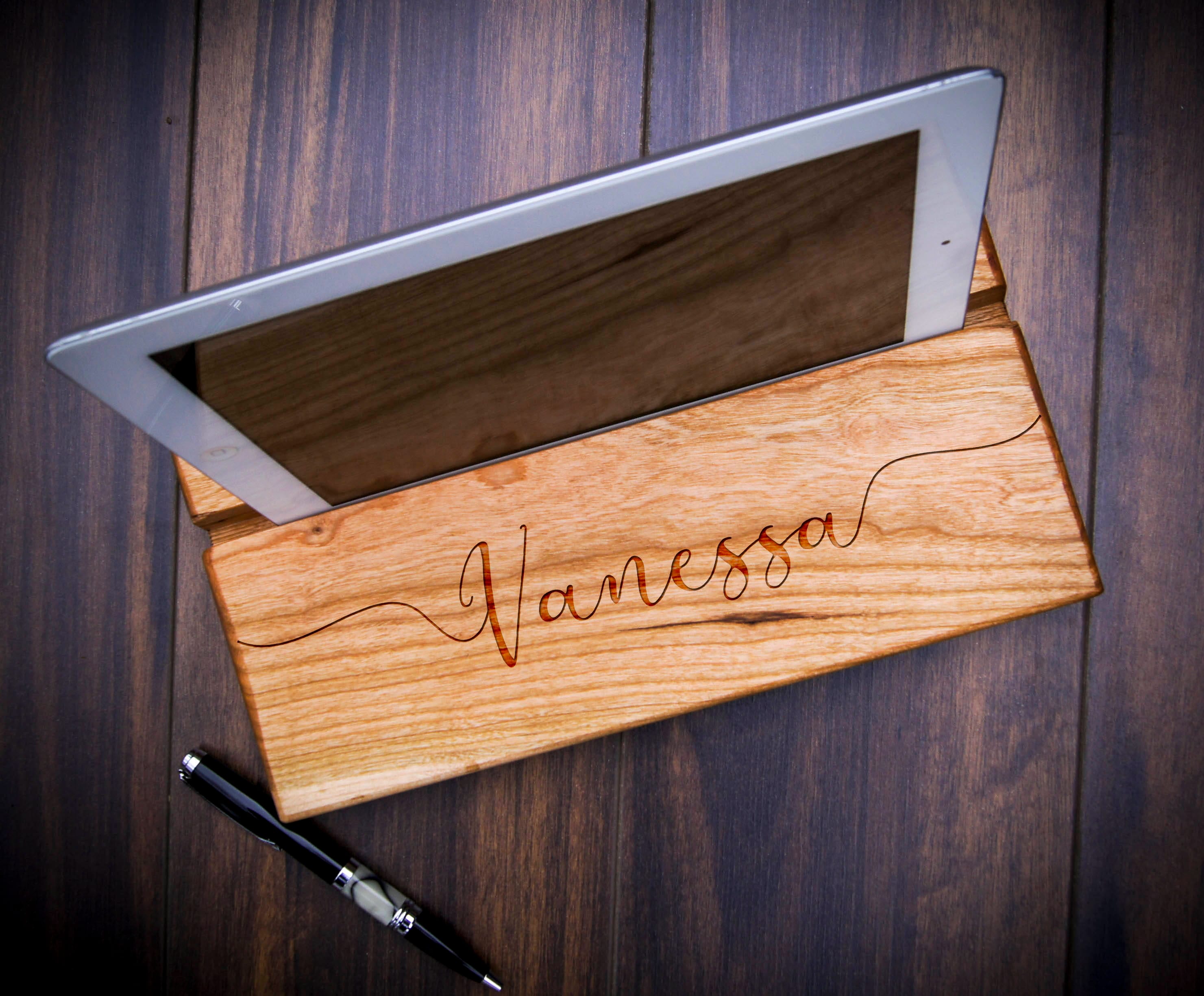 Personalized tablet holder, iPad stand, Customized wood stand ...