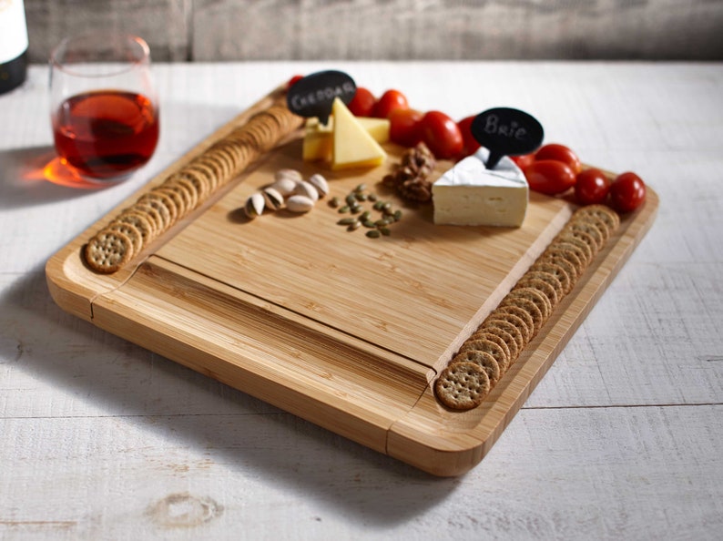 Personalized Anchor Bamboo Cheese Board - Nautical Charcuterie Set With ...