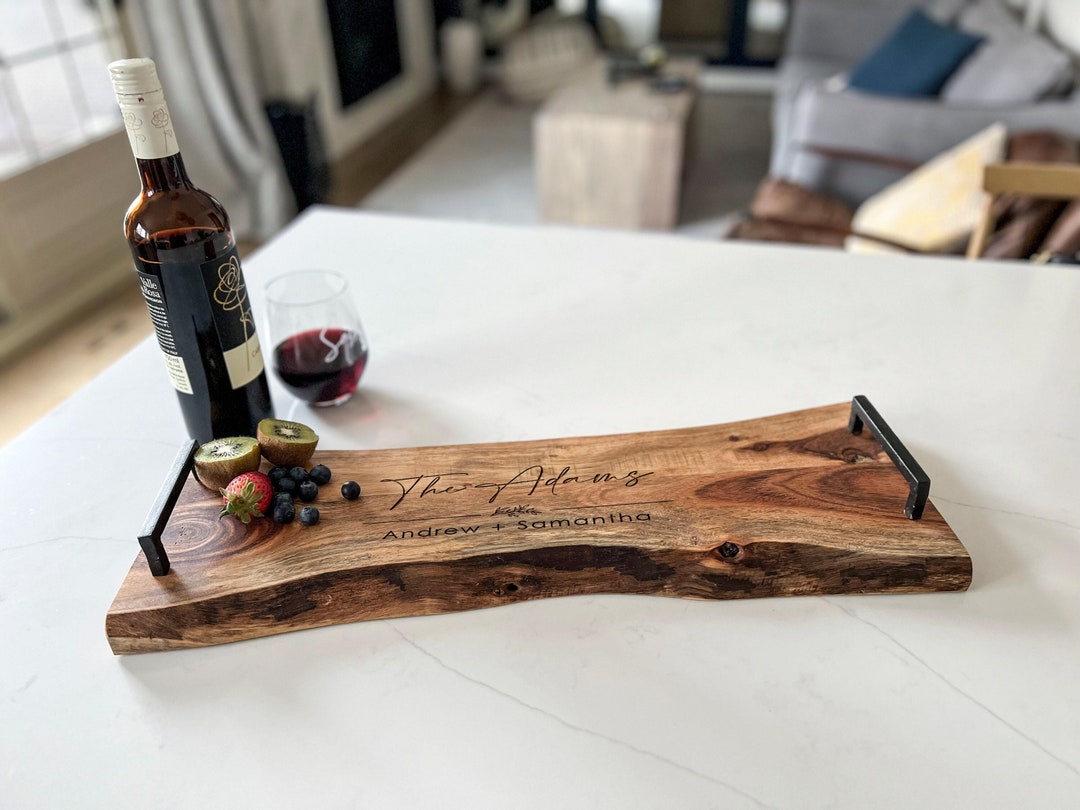 Personalized Live Edge Serving Tray - Custom Serving Tray - Laser ...