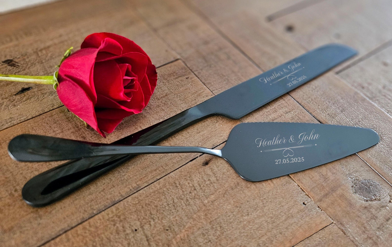 Personalized Wedding Cake Knife and Server Set: Laser Engraved With ...
