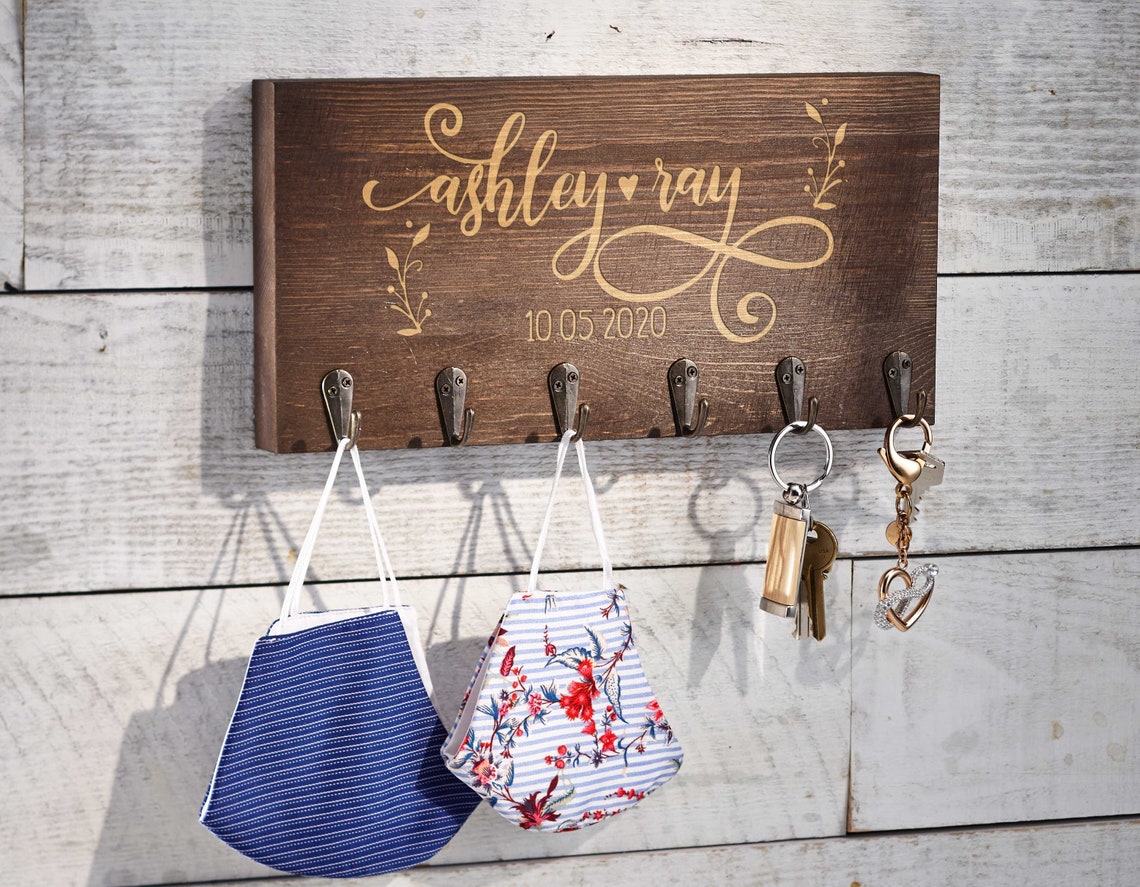 Personalized Key Hanger, Custom Key Hook, Engraved Key Holder for Wall ...