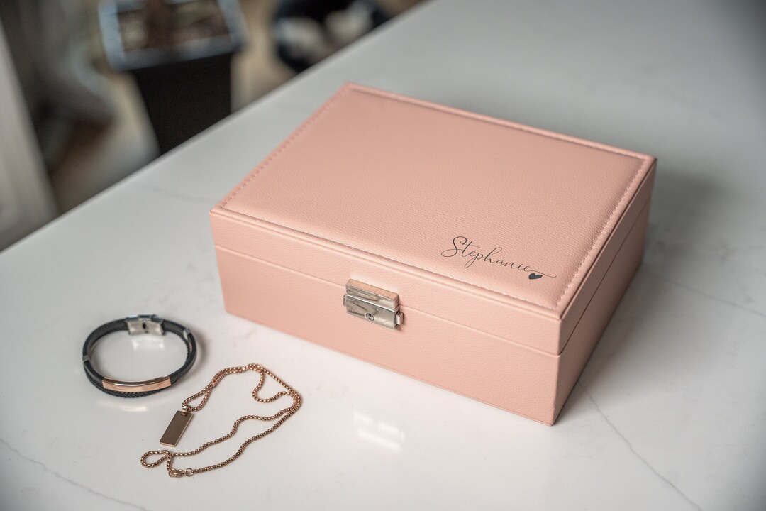 Personalized Pink Leatherette Jewelry Box: Elegant Storage & Stunning ...
