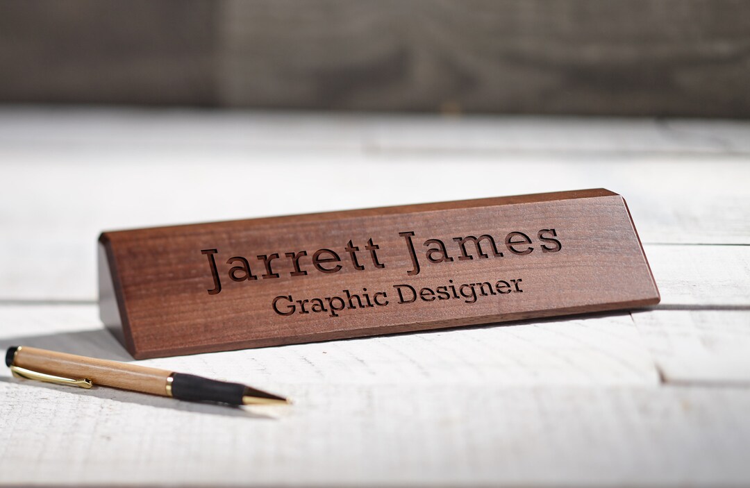 Personalized Wooden Desk Name, Customized Walnut Desk Name, Executive ...