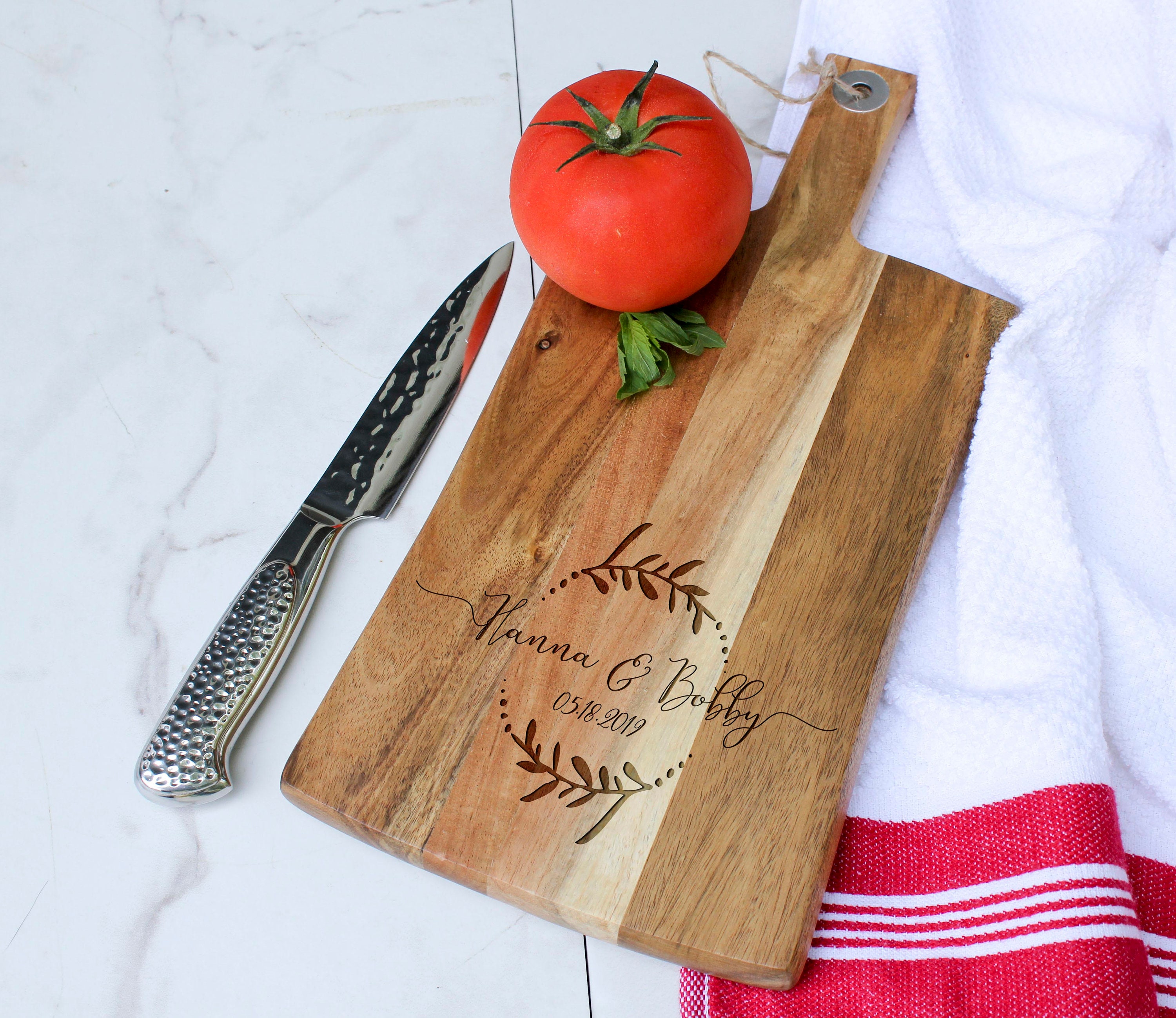 Personalized bread Board, customized cheese board, Acacia paddle board ...
