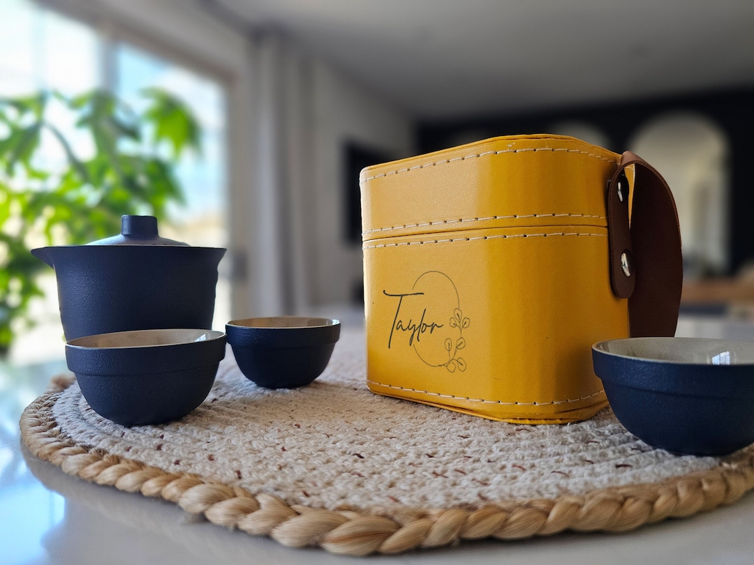 Personalized Compact Portable Travel Tea Set With Laser Engraved Case ...