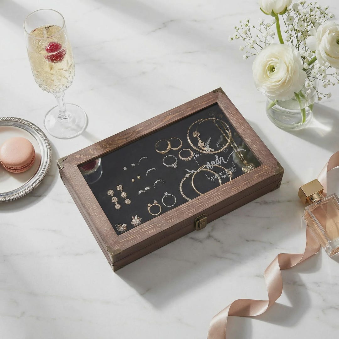 Personalized Large Jewelry Display Case | Custom Engraved Box - Etsy