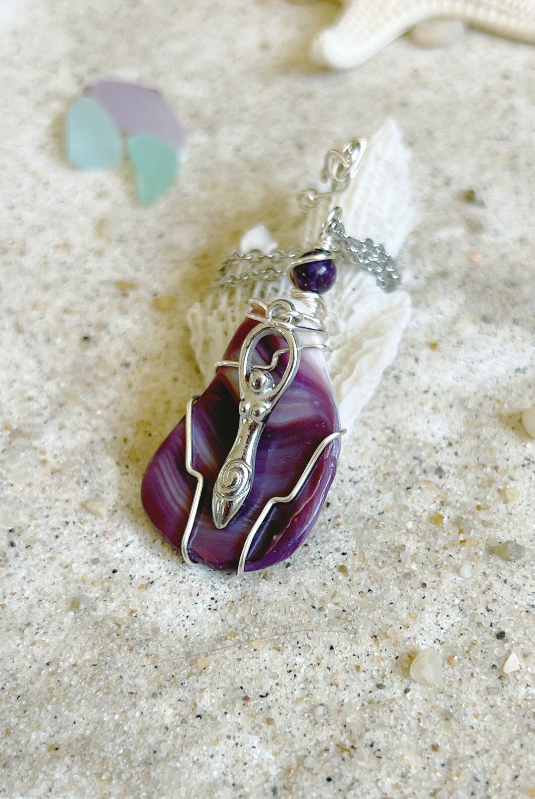 Goddess Wampum Shell Necklace With Goddess Charm - Etsy