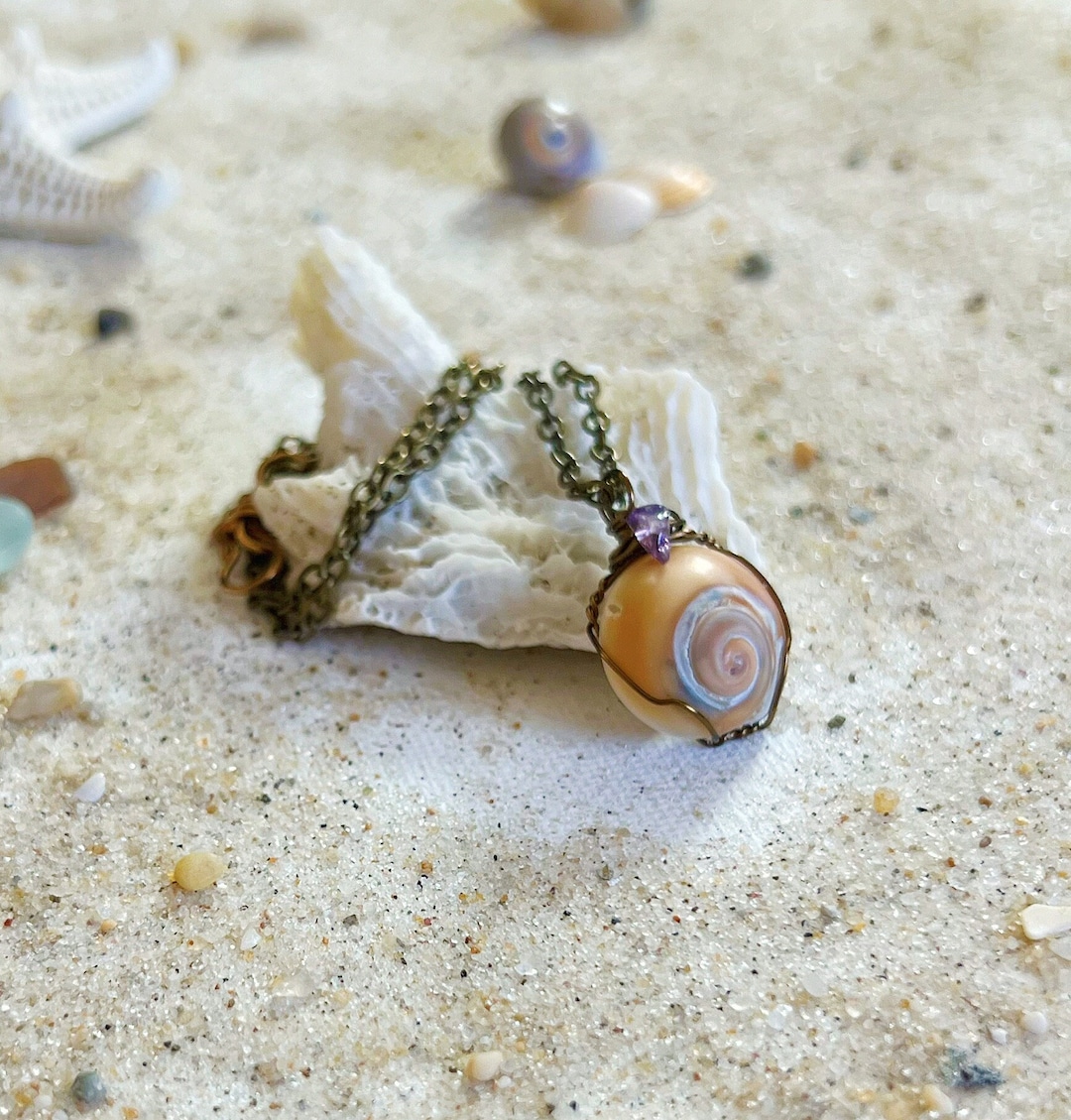 Moonsnail Shell Boob Necklace With Amethyst - Etsy