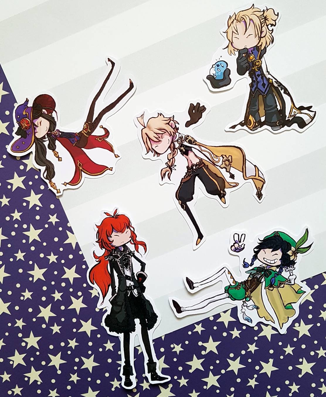 Genshin Impact Pack of 5 Vinyl Stickers - Etsy