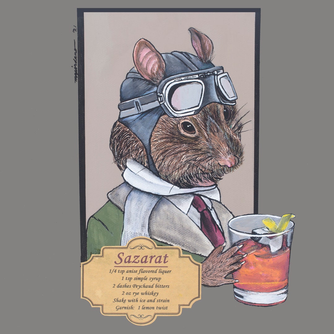 Bar Art: Cocktail Critters Art Series sazerat Giclee Print - Etsy