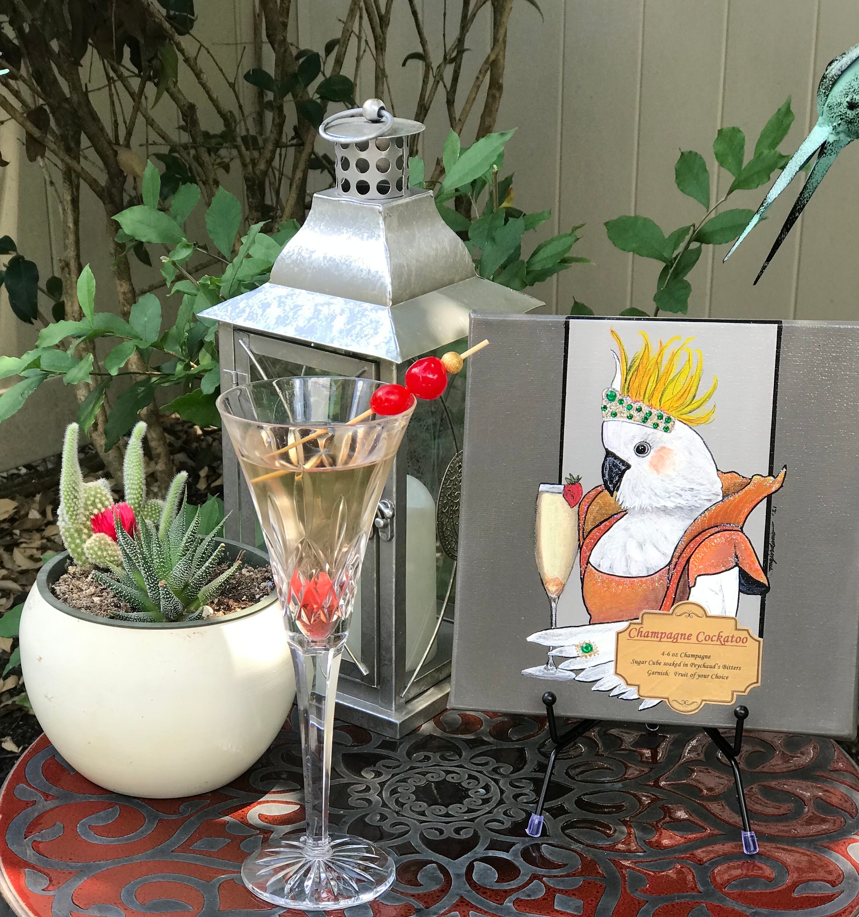 Bar Art: Cocktail Critters Art Series “champagne Cockatoo” Giclee Print ...
