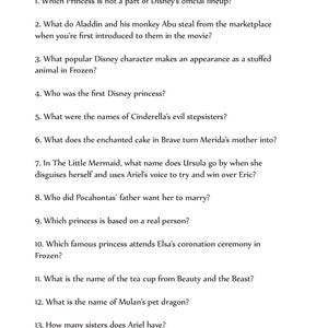 Disney Trivia Game - Etsy