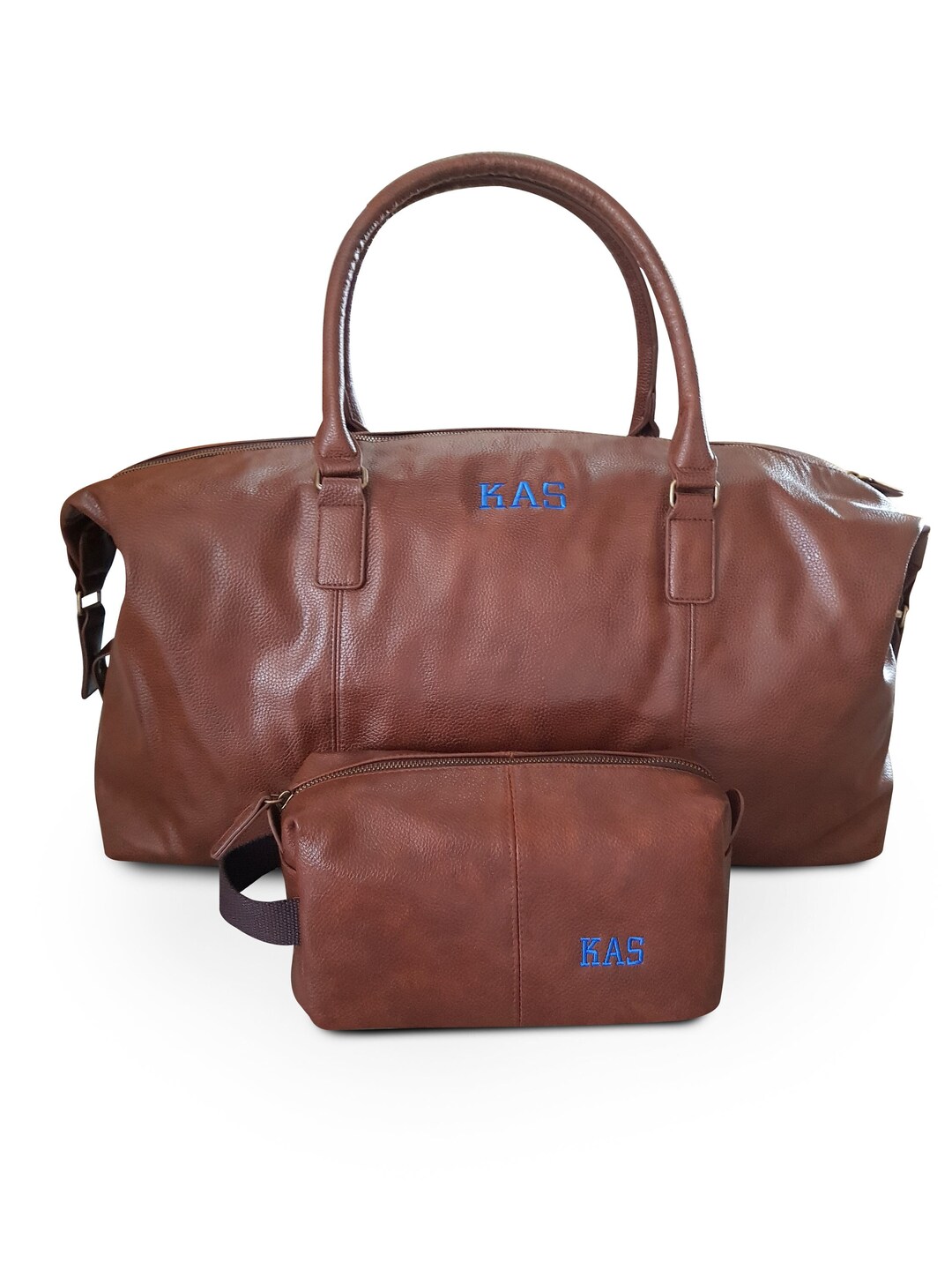 Personalized Mens Travel Bag Set: Embroidered PU Leather Weekender ...