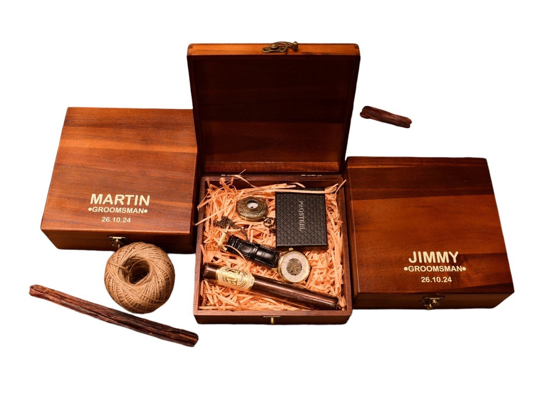 Personalized Walnut Groomsman Gift Box: Laser Engraved Keepsake - Etsy