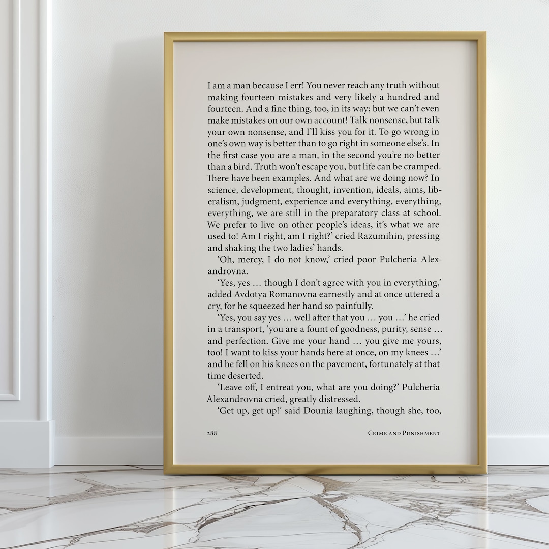 Fyodor Dostoevsky Wall Art, Crime and Punishment to Go Wrong in One's ...