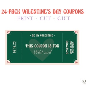 24 Printable Valentine's Day Coupons / Couples Vouchers / Cute Gift ...