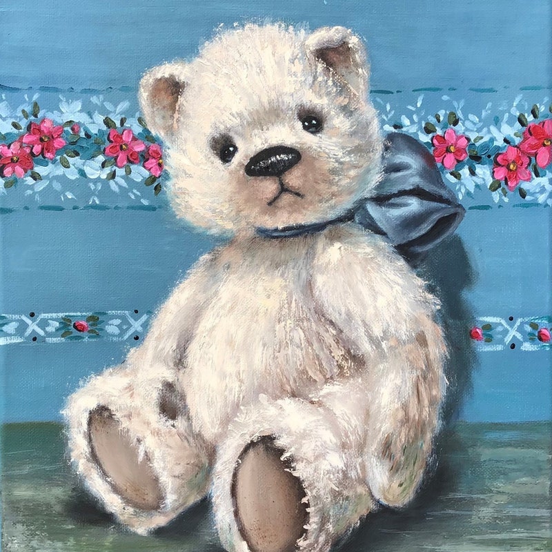 Teddy Bear Painting - Etsy