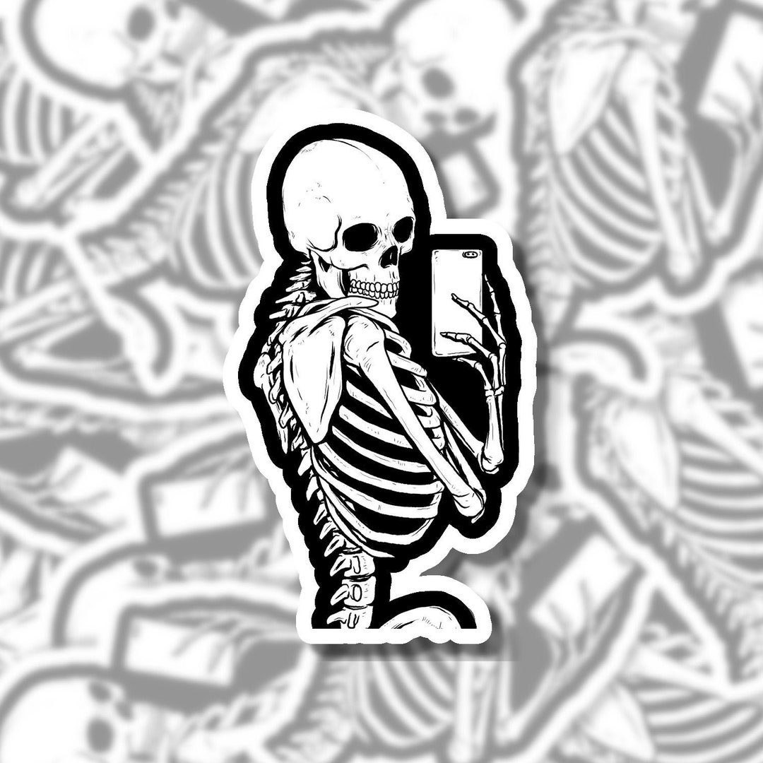 Skeleton Selfie Sticker Halloween Sticker Skeleton Sticker - Etsy