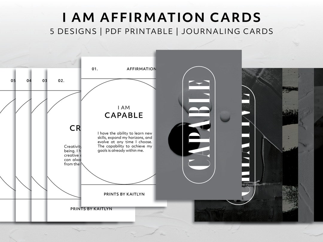 I Am Affirmation Printable Planner Journal Card Bundle Inspirational ...