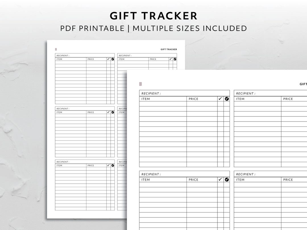 Gift Tracker Printable Planner Insert for Holiday Season Gifting ...