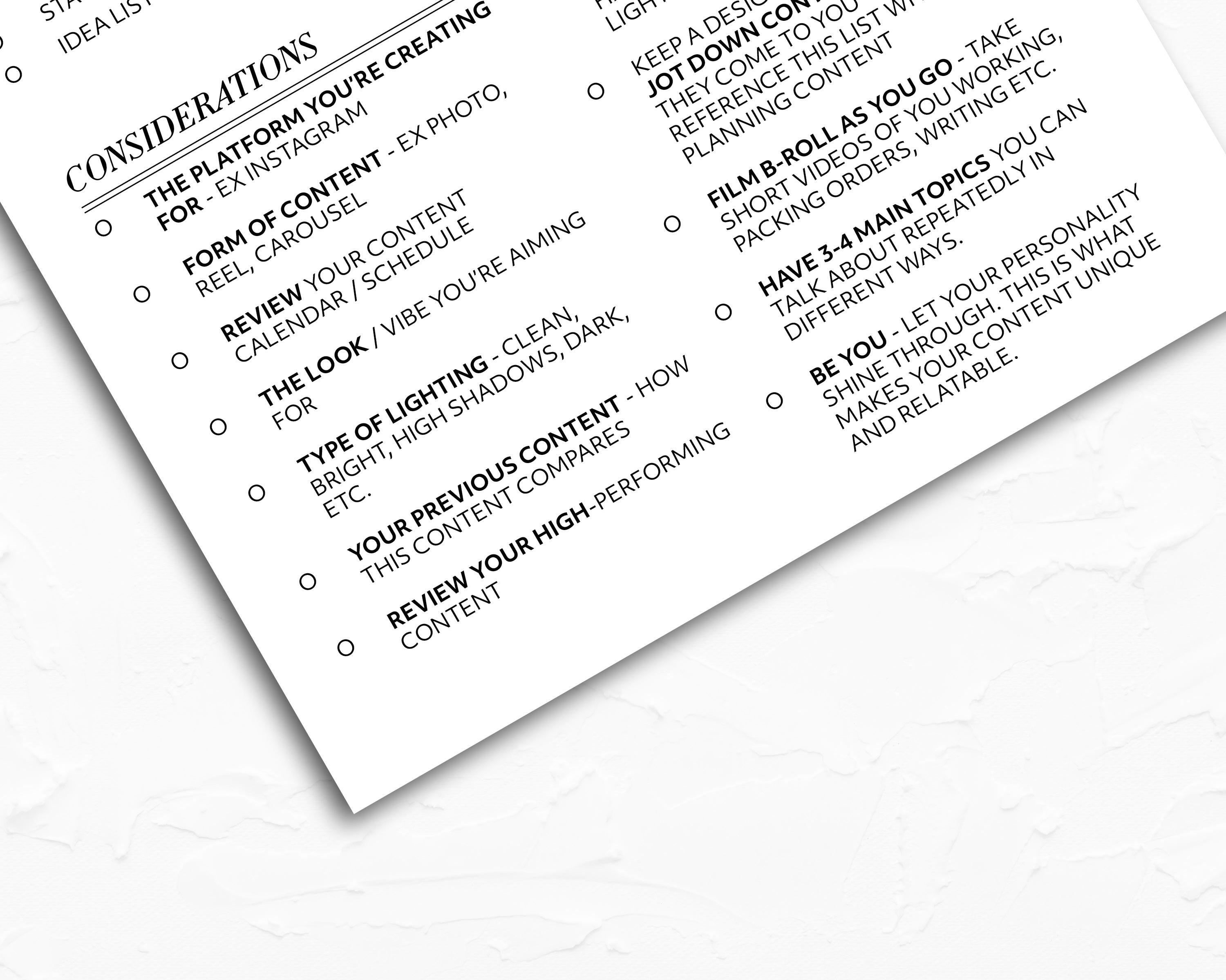 Content Creator Checklist Reference for Creator Social Media Manager ...