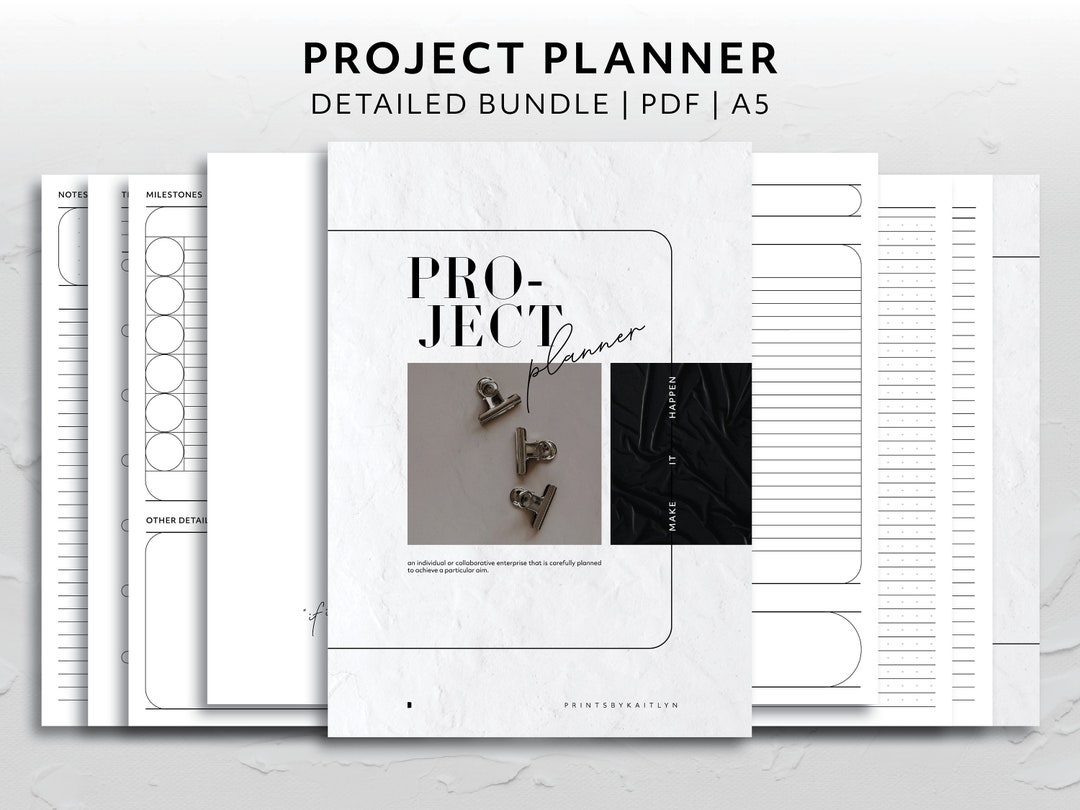 A5, Project Planner Printable Bundle Task Tracker Professional ...
