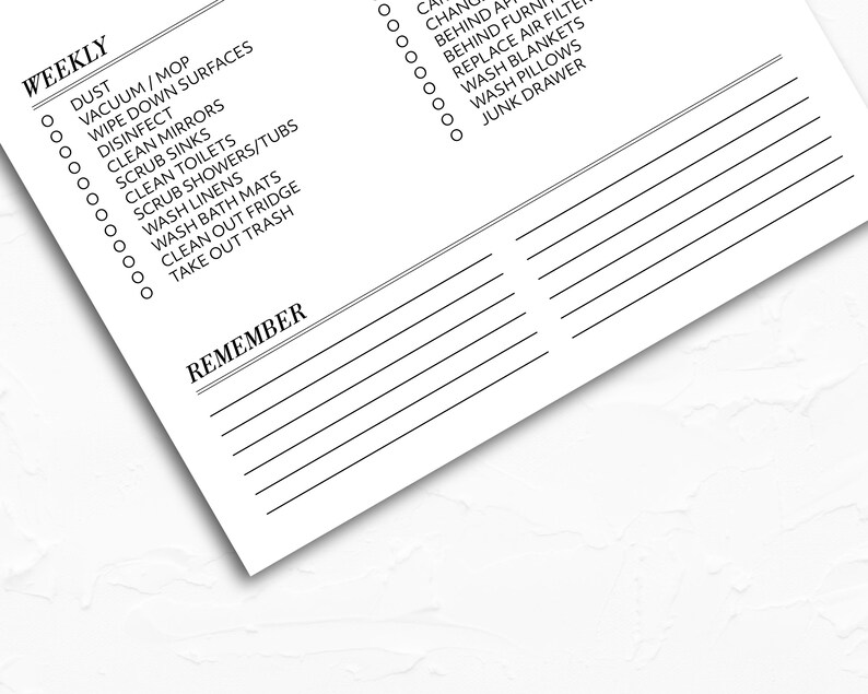 Cleaning Checklist Reference for Home Keeping Chore List Home Planning ...