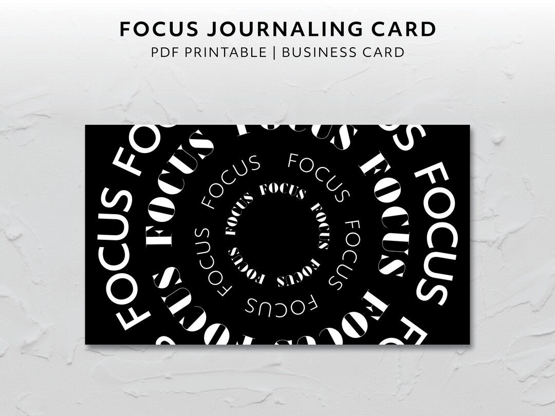 Focus Printable Planner Journal Card Bold Motivational Pocket Insert ...